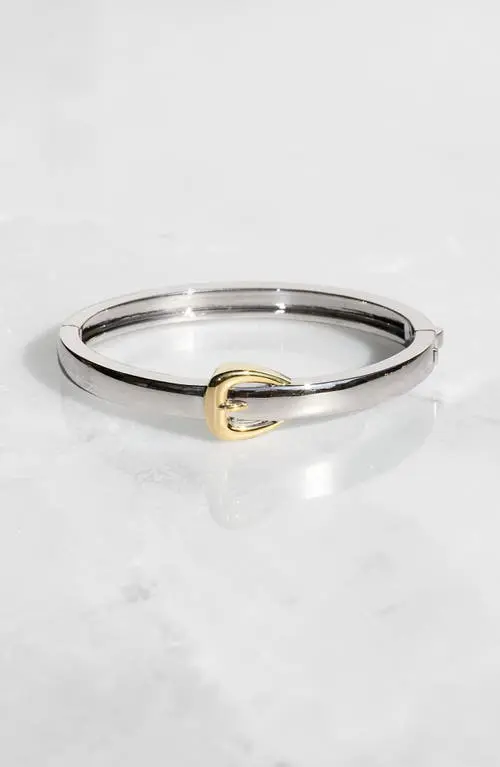 NATIVE GEM Sterling -plated Hipster Belt Bangle Bracelet With Yellow Gold-plated Buckle Detail