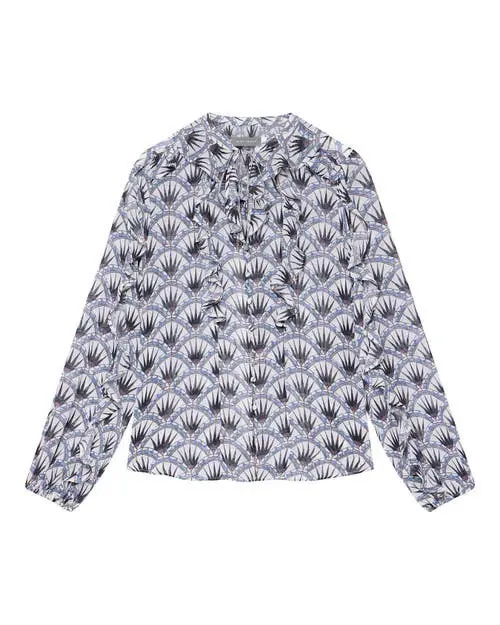 Mint Velvet Art Deco Ruffle Tie-neck Blouse