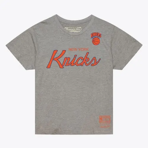 Mitchell & Ness New York Knicks Vintage Wordmark Boxy T-shirt - Heather Gray