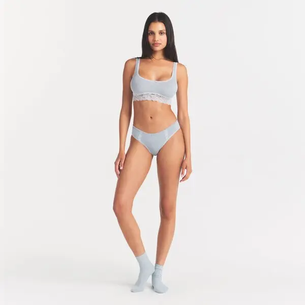 SKIMS Lace Scoop Bralette | Blue | | Lightweight Cotton - Airspace