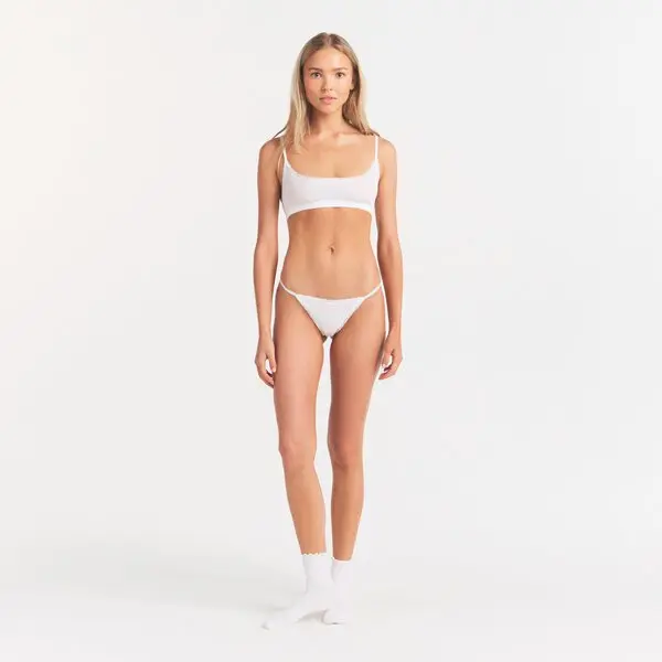 SKIMS Pointelle Scoop Bralette | White | | Lightweight Cotton - Snow