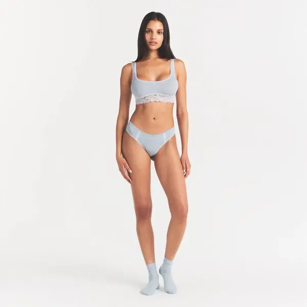 SKIMS Lace Hipster | Blue | | Lightweight Cotton - Airspace