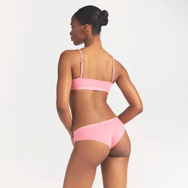 SKIMS Logo Picot Hipster | Pink | | Lightweight Cotton
