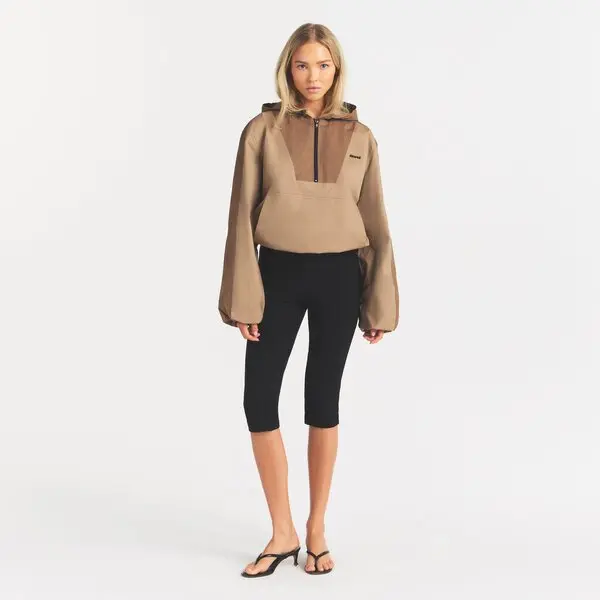 SKIMS Half Zip Pullover | Light Neutral | | Woven Cotton