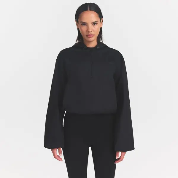SKIMS Half Zip Pullover | Black | | Woven Cotton