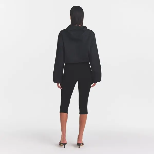 SKIMS Half Zip Pullover | Black | | Woven Cotton