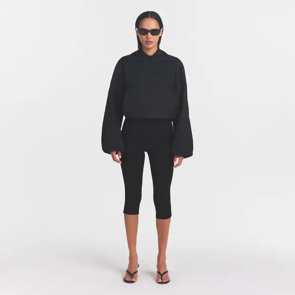 SKIMS Woven Cotton Half Zip Pullover - Onyx
