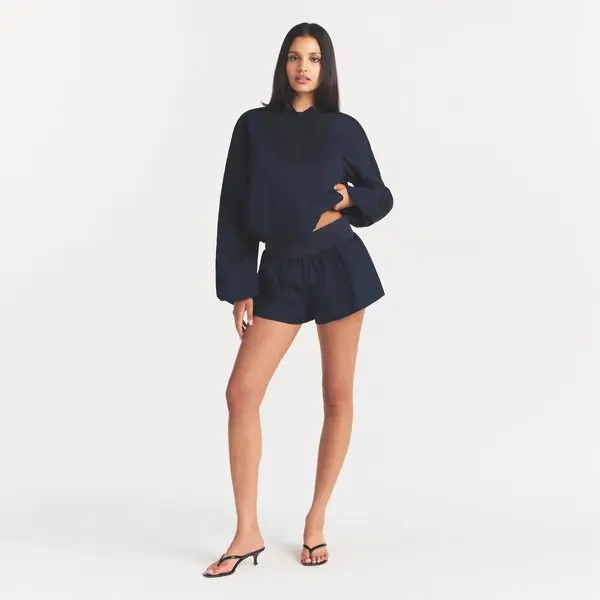 SKIMS Flutter Short | Blue | | Woven Cotton - Navy