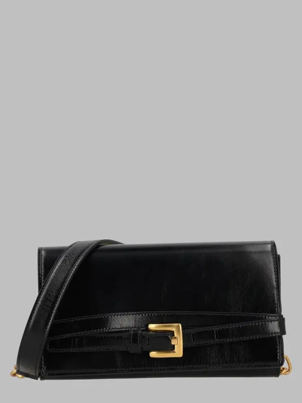 Balmain Leather Shuffle Wallet With Shoulder Strap - Black