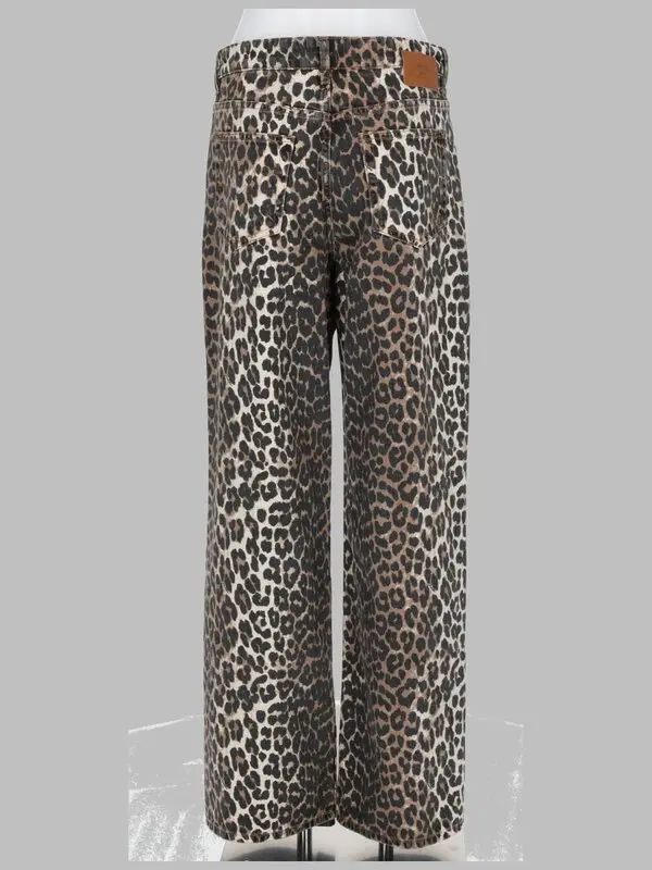 GANNI Animal Print Wide Leg Jeans