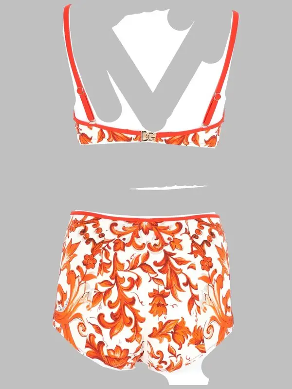 Dolce & Gabbana Majolica Print Bikini Set - Orange