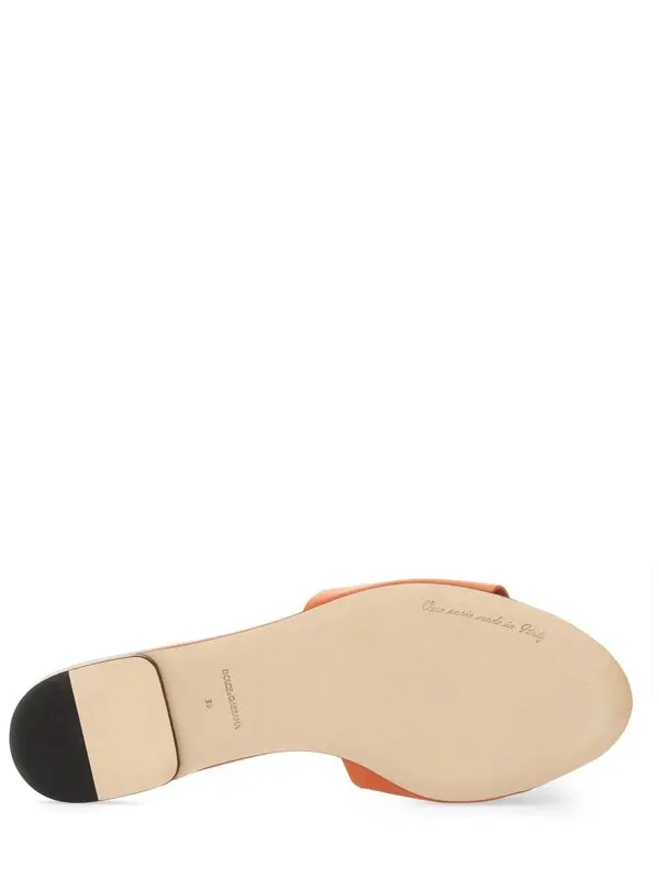 Dolce & Gabbana Leather Logo Slide Sandals - Orange