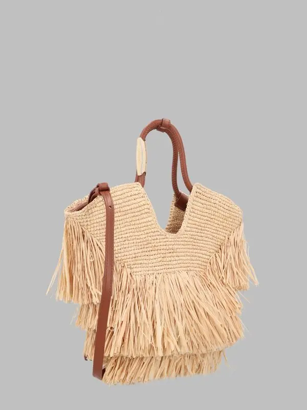 Zimmermann Goldentime Small Raffia Tote With Fringe