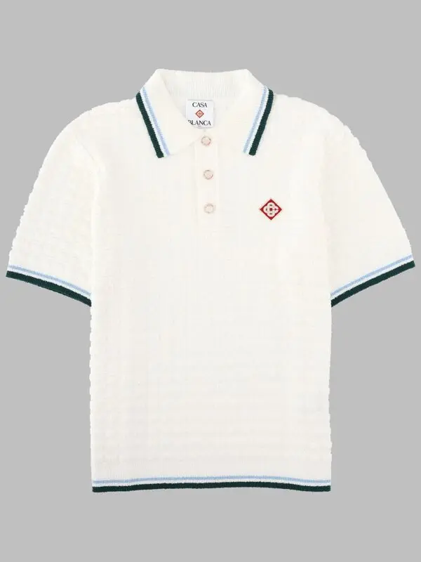 Casablanca Polo Bouclé Con Logo - White