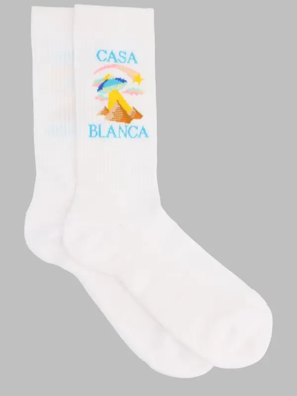 Casablanca Crew Socks With Printed Design - White