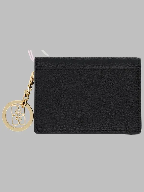 GANNI Card Holder With Gold Tone Charm