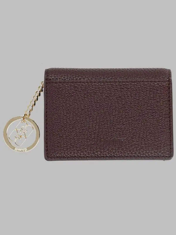 GANNI Card Holder With Logo Detail And Chain - Brown