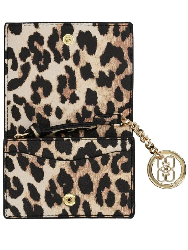 GANNI Leopard Print Card Holder With Keychain - Multicolor