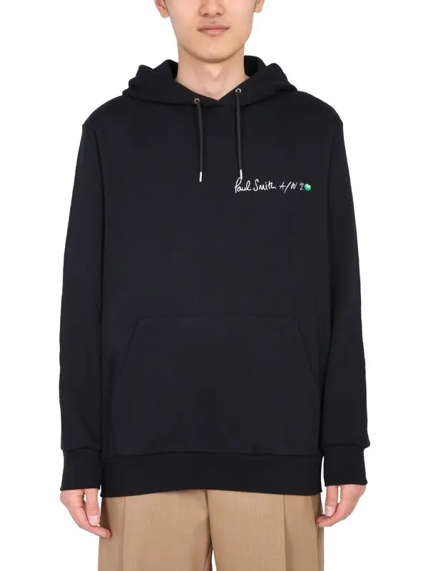 Paul Smith Hoodie With Graphic Detail - Black
