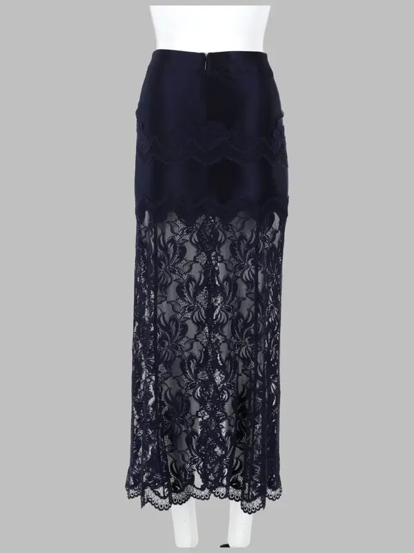 Rabanne Lace And Jersey Midi Skirt - Blue