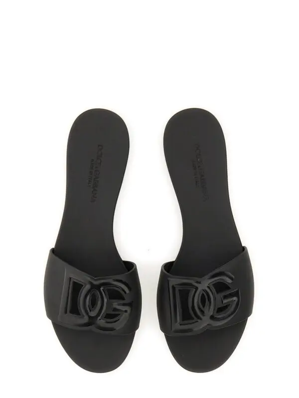 Dolce & Gabbana Rubber Slide Sandals - Black