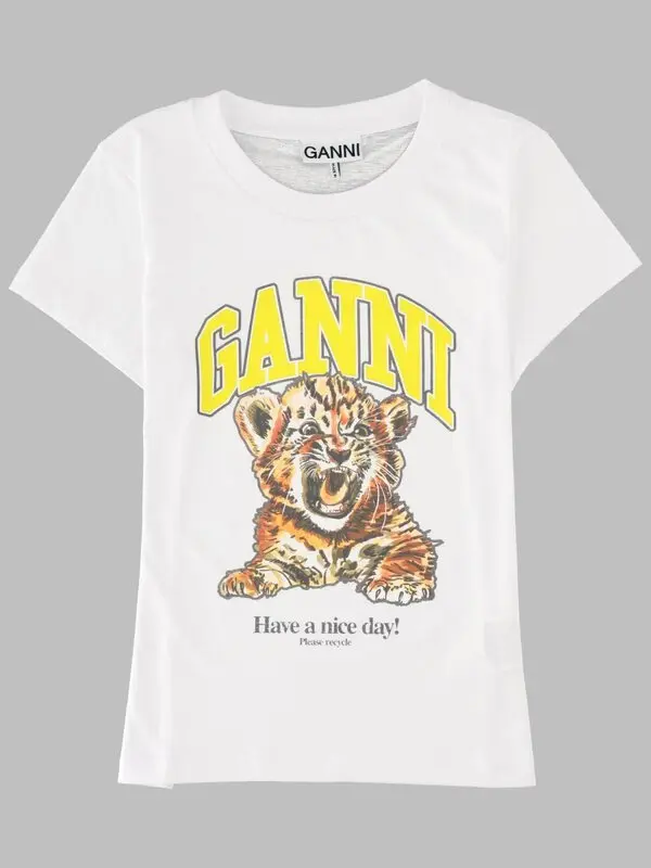 GANNI Tiger Print Organic Cotton Baby Fit T-shirt