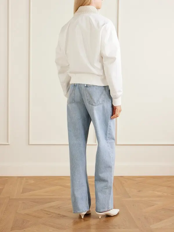 Bottega Veneta Intrecciato Leather Trimmed Cotton Jacket