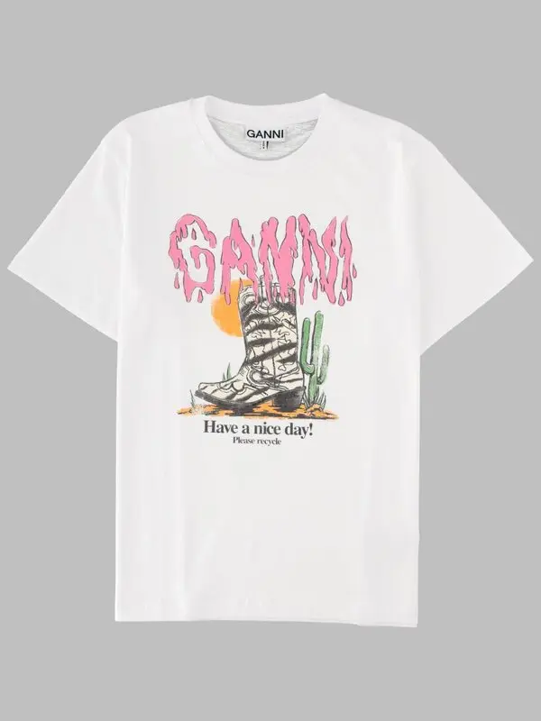 GANNI Western Zebra Boot T-shirt