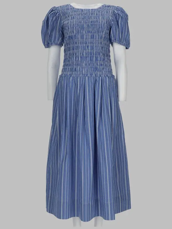 GANNI Striped Organic Cotton Dress