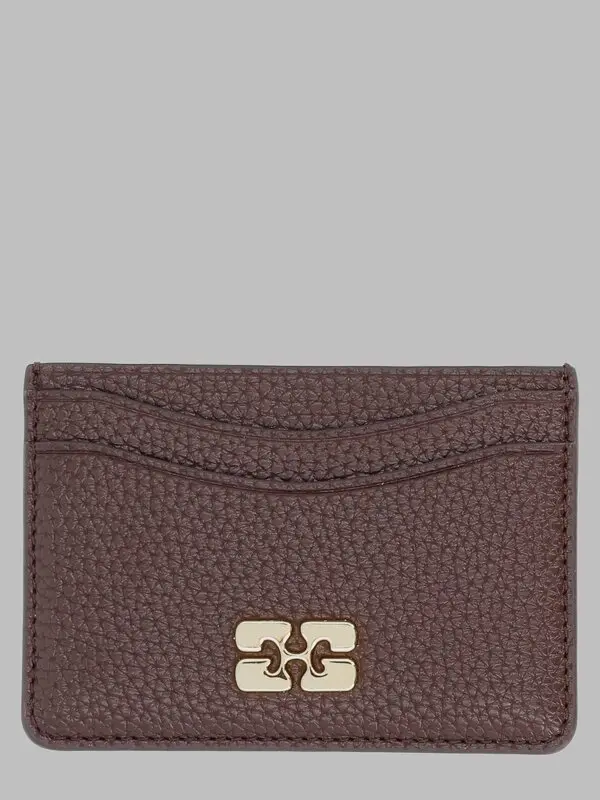 GANNI Textured Card Holder - Brown