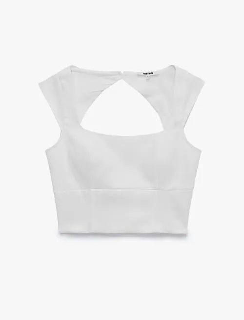Koton Slim Fit Sleeveless Crop Blouse - White