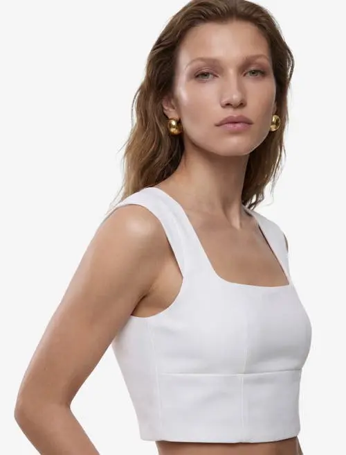 Koton Slim Fit Sleeveless Square Neck Cropped Blouse