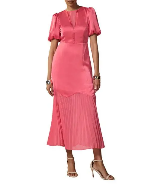 Mint Velvet Satin Pleated Maxi Dress