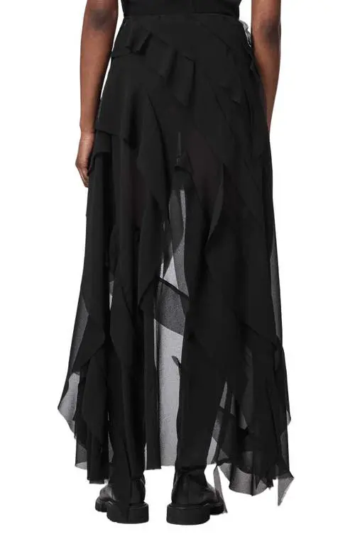 ALLSAINTS Melody Layered Ruffle Midi Skirt