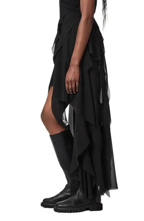 ALLSAINTS Melody Layered Ruffle Midi Skirt