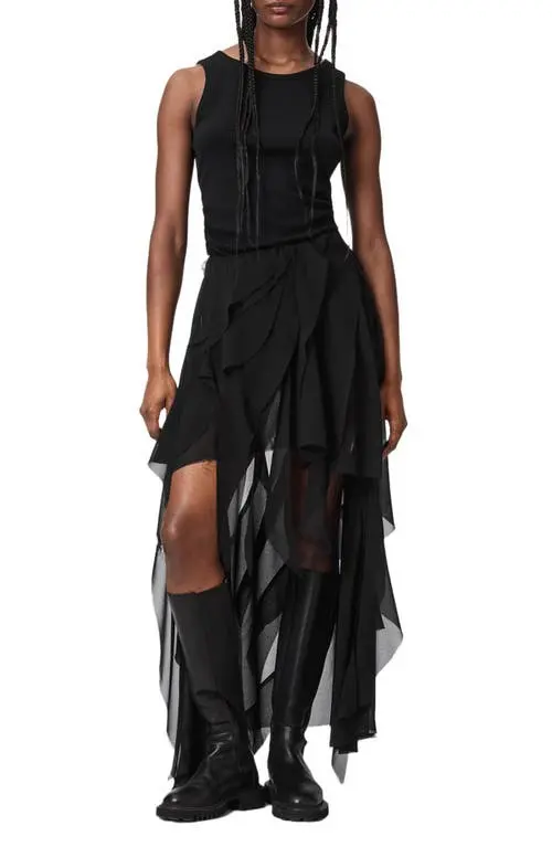 ALLSAINTS Melody Layered Ruffle Midi Skirt