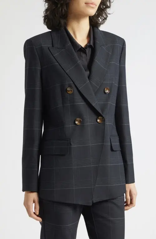 Marella Fedra Plaid Double-breasted Blazer