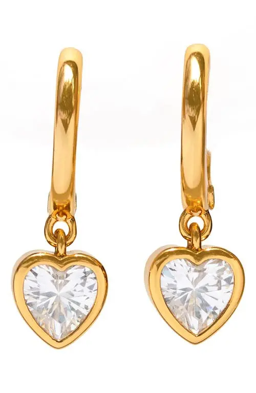 GIRLS CREW Seoul Heart Cubic Zirconia Hoop Earrings - Gold