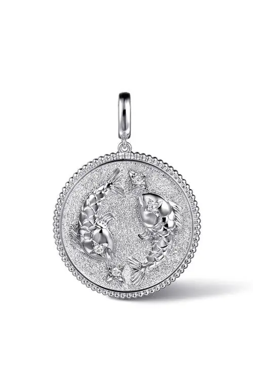 GABRIEL & CO. Zodiac Medallion With White Sapphires - Sterling Silver
