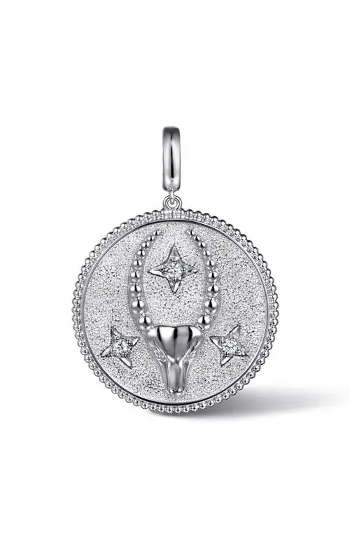 Gabriel & Co. Zodiac Medallion With White Sapphires - Sterling Silver