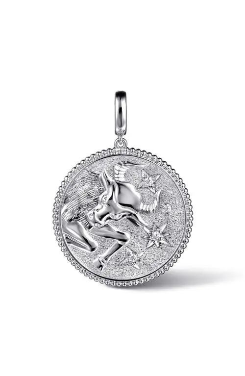 Gabriel & Co. Zodiac Medallion With White Sapphires - Sterling Silver