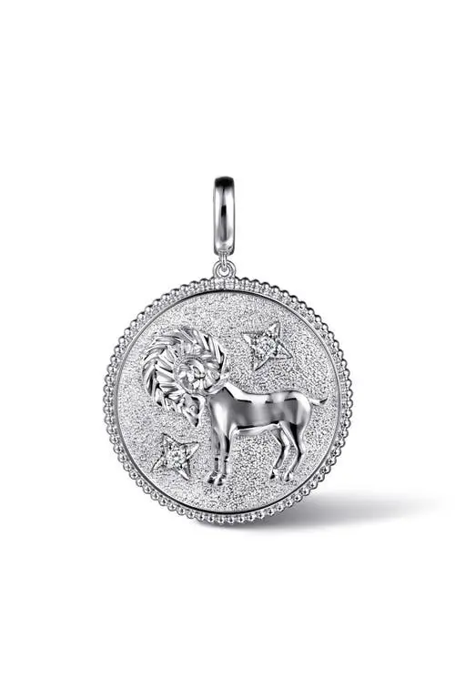 Gabriel & Co. Zodiac Medallion With White Sapphires - Sterling Silver