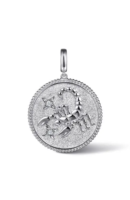 Gabriel & Co. Zodiac Medallion With White Sapphires - Sterling Silver