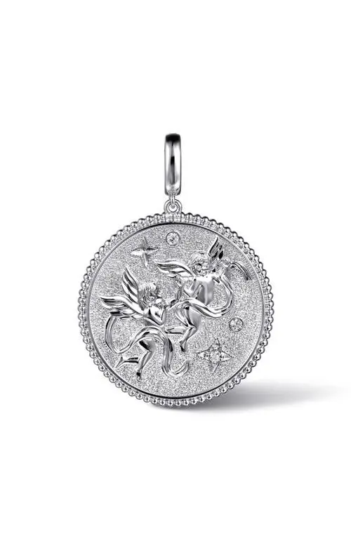 Gabriel & Co. Zodiac Medallion With White Sapphires - Sterling Silver