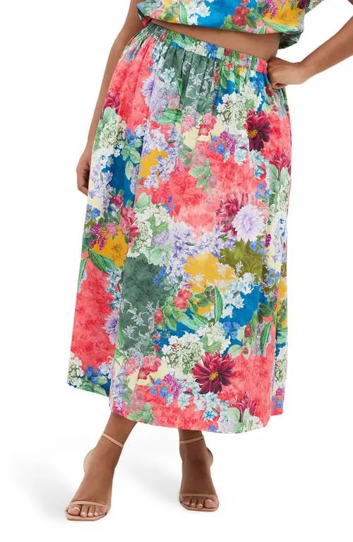 City Chic Maxi Skirt With Floral Print