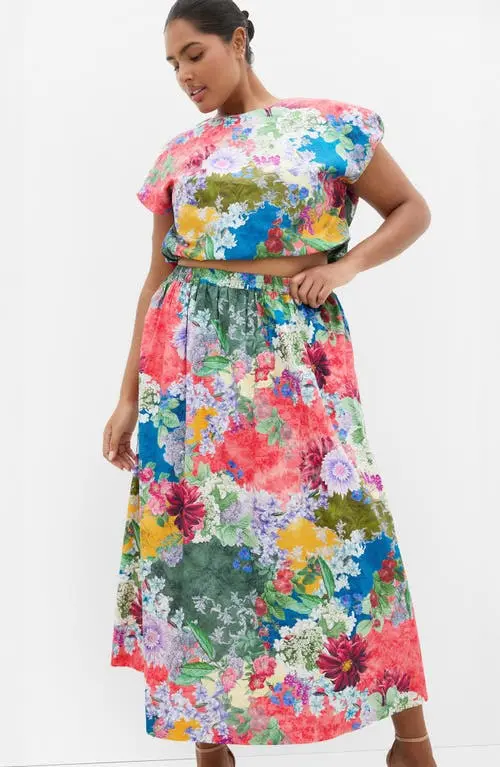 City Chic Maxi Skirt With Floral Print