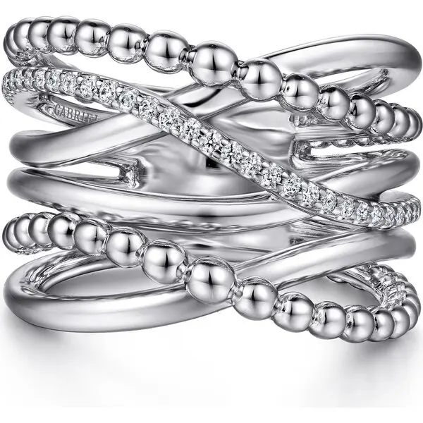 GABRIEL & CO. White Sapphire Crisscross Ring