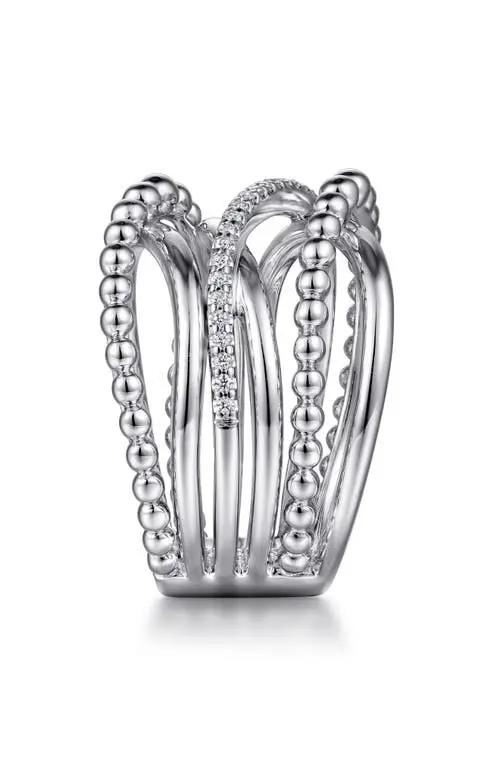 GABRIEL & CO. White Sapphire Crisscross Ring