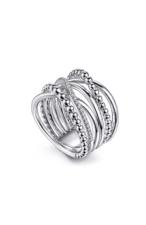 GABRIEL & CO. White Sapphire Crisscross Ring