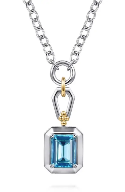 GABRIEL & CO. Bujukan & 14k Gold Blue Topaz Pendant Necklacebujukan - Sterling Silver